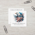 QR American . Flag Bald Eagle AP16 Square Business Card | Zazzle