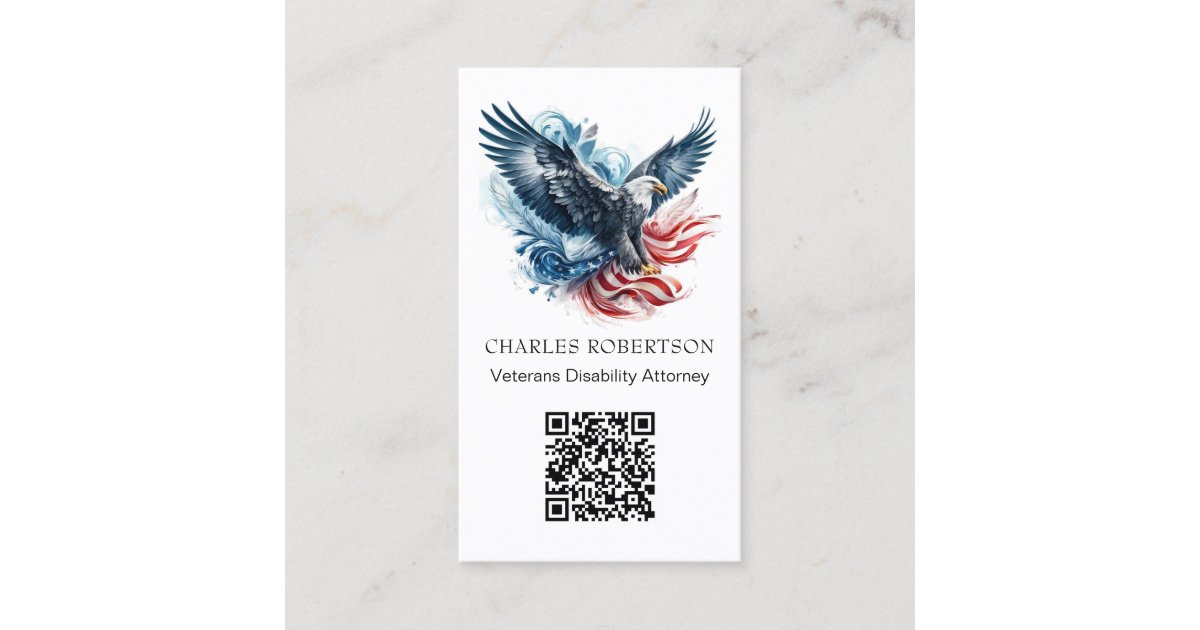 QR - AP16 American Flag Bald Eagle - Photo Business Card | Zazzle
