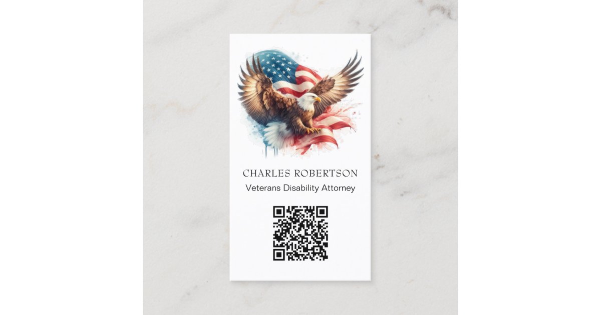 QR AP16 American Flag PHOTO Bald Eagle Business Card | Zazzle
