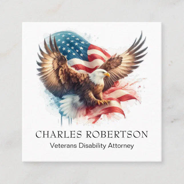 QR AP16 American Flag USA . Bald Eagle Square Business Card | Zazzle