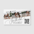 qr code 3 photo collage save the date chic magnet | Zazzle