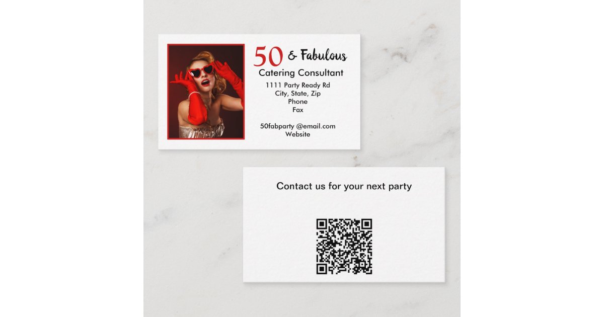QR Code 50 and Fabulous Catering Consultant Business Card | Zazzle