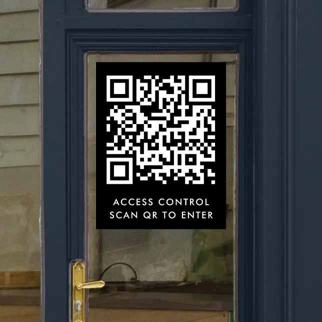 QR Code Access Control | Black Door Lock Entry Window Cling | Zazzle