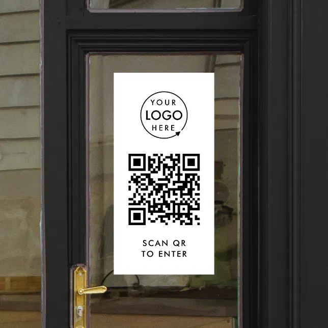 QR Code Access Control | Scan to Enter Office Logo Window Cling | Zazzle