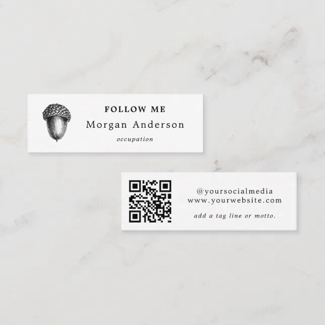 QR Code Acorn Social Media Mini Business Card | Zazzle