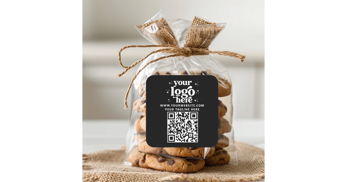 QR Code Add Your Logo Promotional Business Branded Square Sticker | Zazzle