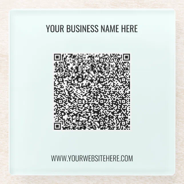 QR Code and Custom Text Business Glass Coaster | Zazzle