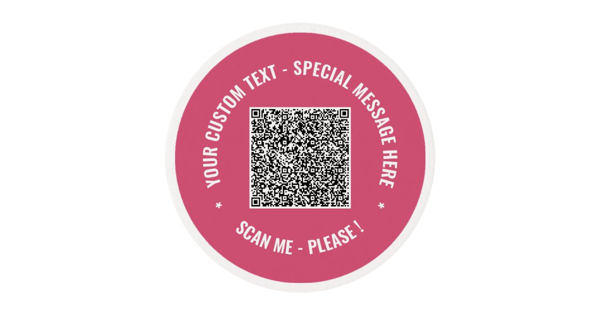 QR Code and Custom Text Edible Frosting Rounds | Zazzle