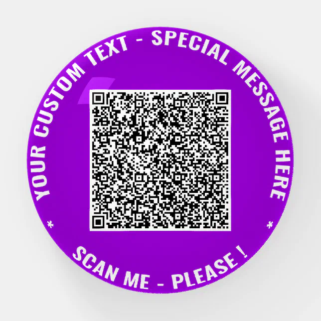 QR Code and Custom Text Paperweight Choose Colors | Zazzle