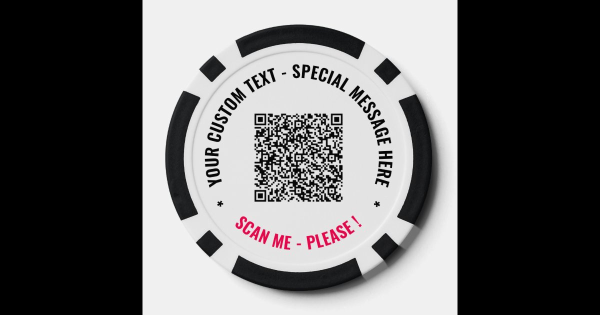 QR Code and Custom Text Personalized Poker Chips | Zazzle