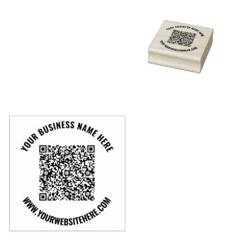 QR Code and Custom Text Personalized Rubber Stamp | Zazzle