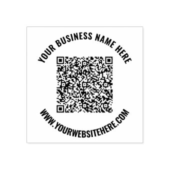 QR Code and Custom Text Personalized Rubber Stamp | Zazzle