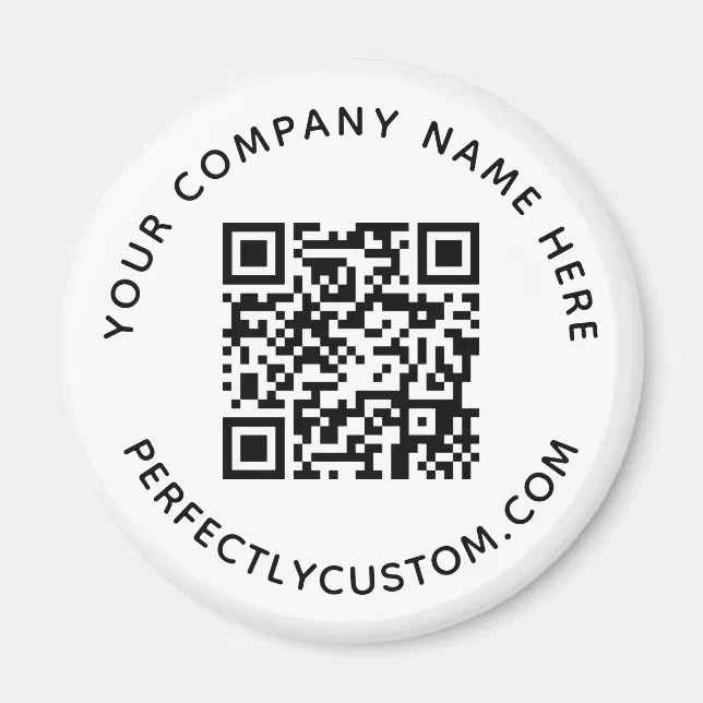 QR code and custom text round Magnet | Zazzle