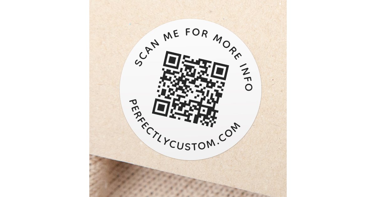 QR code and custom text round Sticker | Zazzle