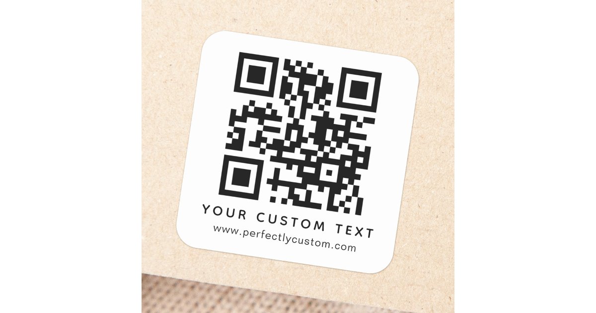 QR code and custom text Square Sticker | Zazzle