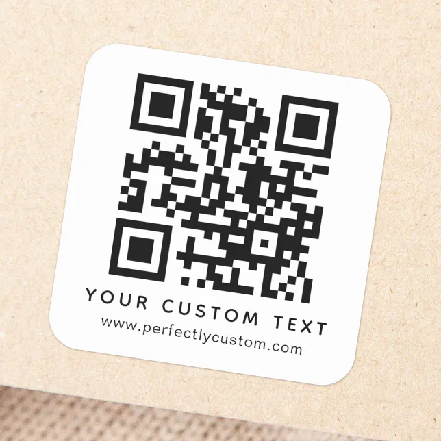 QR code and custom text Square Sticker | Zazzle