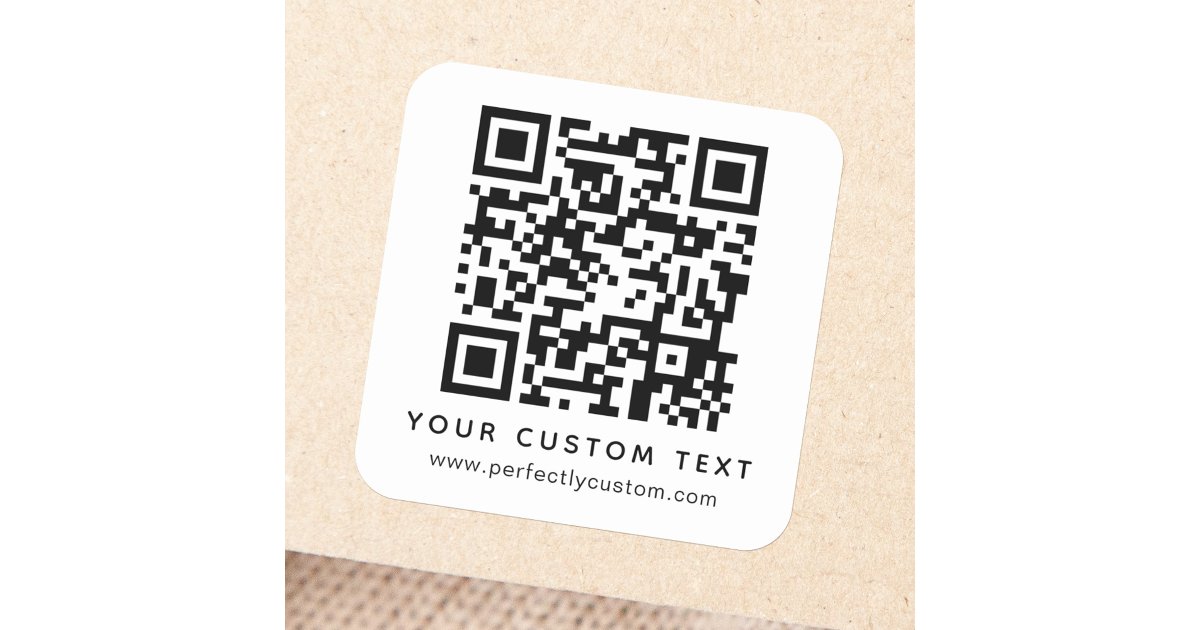 QR code and custom text Square Sticker | Zazzle