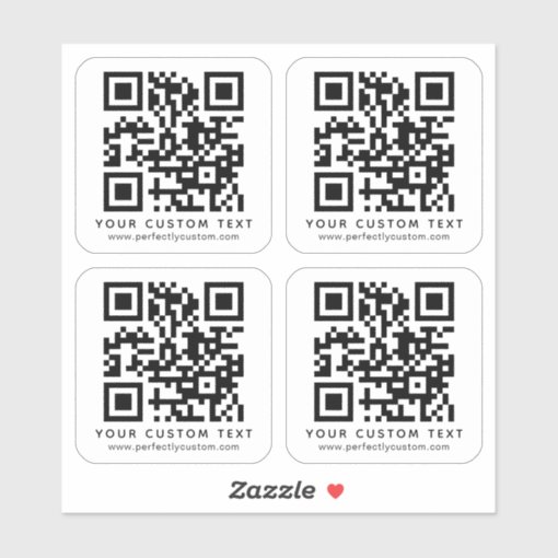 QR code and custom text square vinyl Sticker | Zazzle