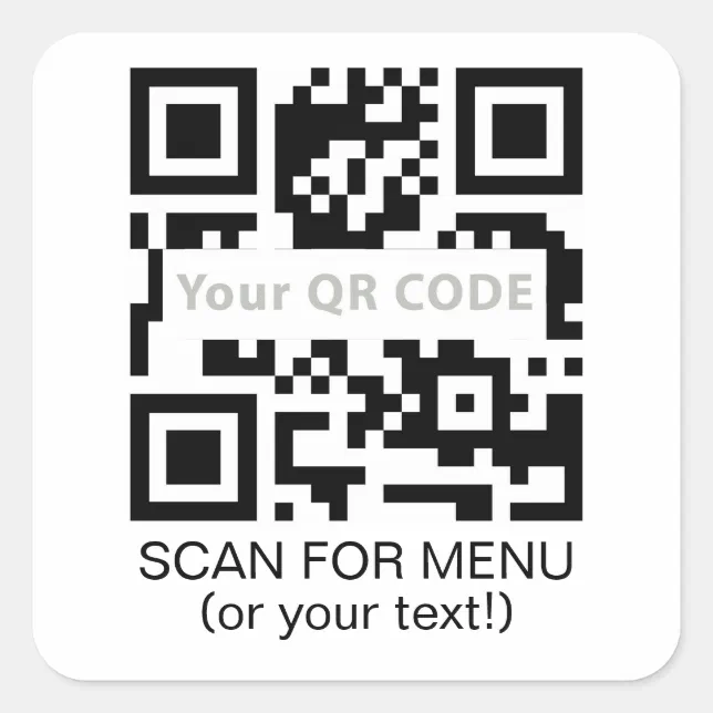 Qr Code and custom text sticker | Zazzle