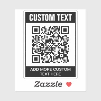 QR code and custom text Sticker | Zazzle