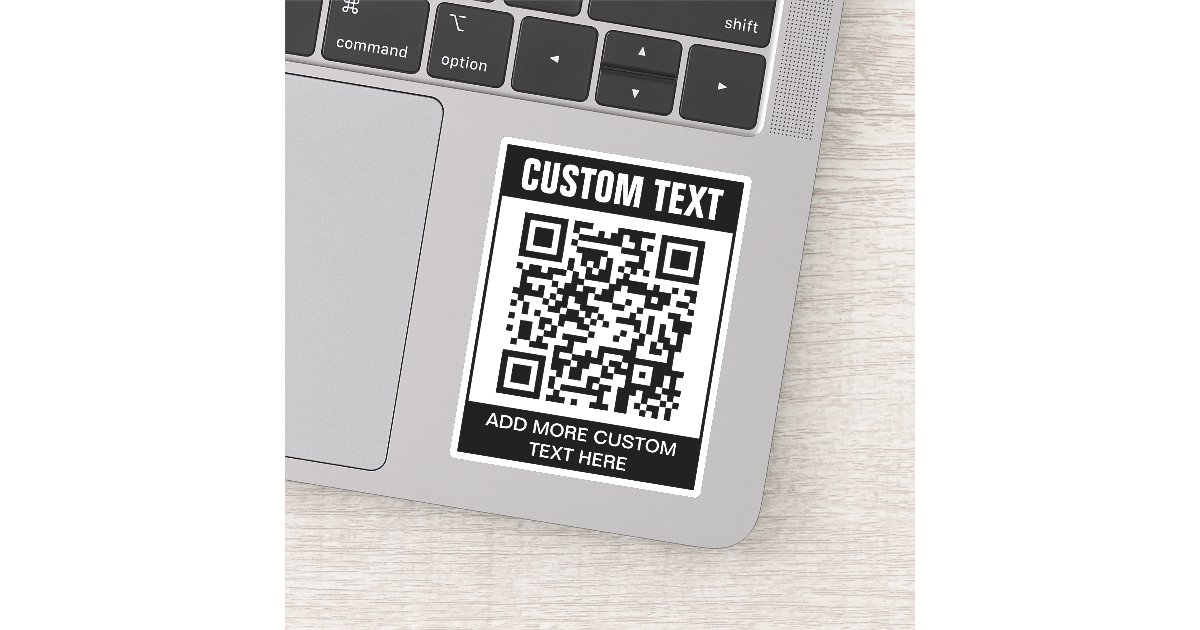 QR code and custom text Sticker | Zazzle