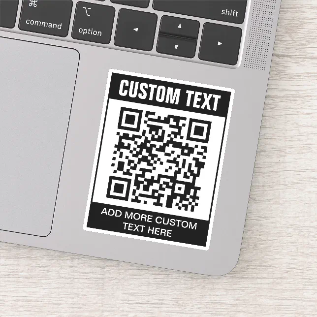 QR code and custom text Sticker | Zazzle