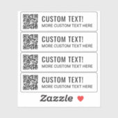 QR code and custom text Sticker | Zazzle