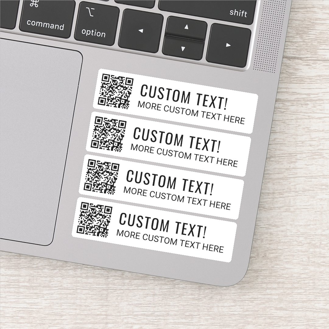 QR code and custom text Sticker | Zazzle