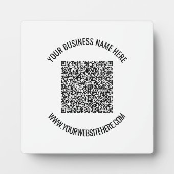 QR Code and Custom Text Your Business Plaque | Zazzle