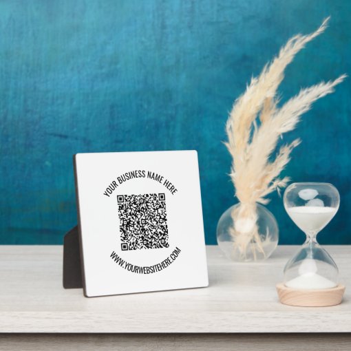 QR Code and Custom Text Your Business Plaque | Zazzle
