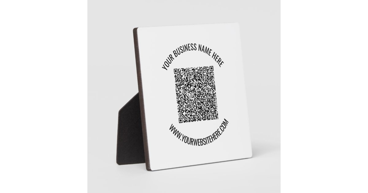 QR Code and Custom Text Your Business Plaque | Zazzle