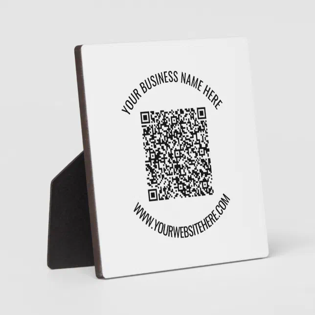 QR Code and Custom Text Your Business Plaque | Zazzle