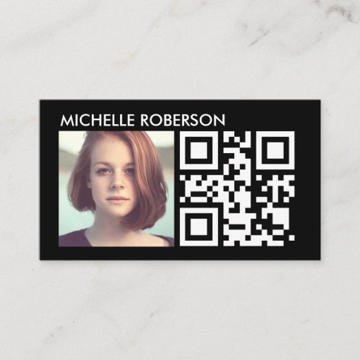 Qr code and headshot business card | Zazzle