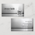 QR Code and Stainless Steel - Brushed Metal Look Business Card | Zazzle