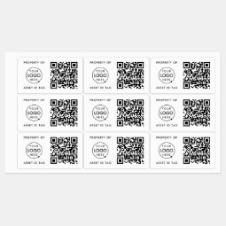 QR Code Asset ID Property of Company Business Logo Labels | Zazzle