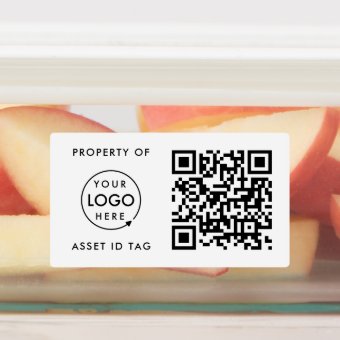 QR Code Asset ID Property of Company Business Logo Labels | Zazzle