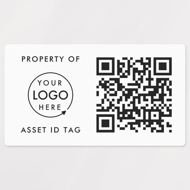 QR Code Asset ID Property of Company Business Logo Labels | Zazzle