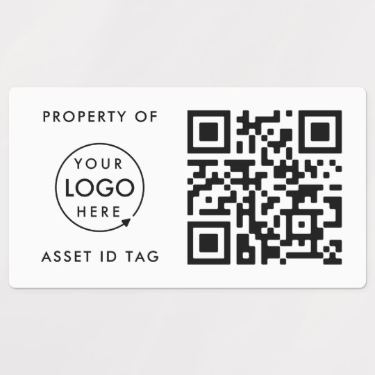 QR Code Asset ID Property of Company Business Logo Labels | Zazzle.com