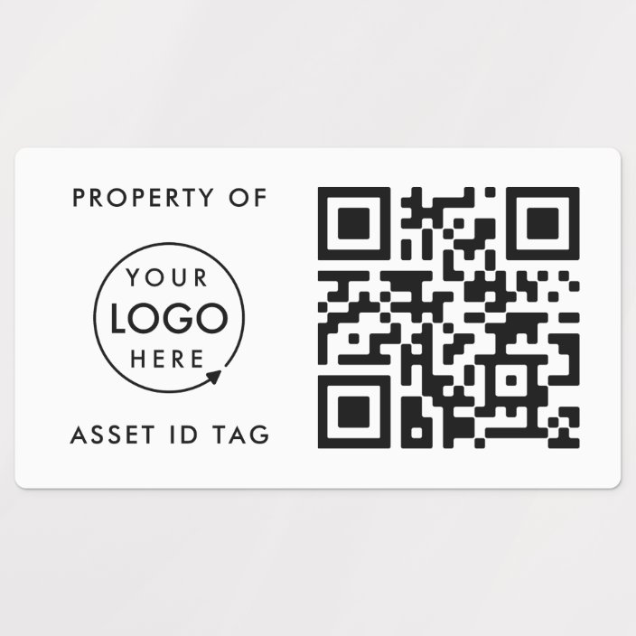QR Code Asset ID Property of Company Business Logo Labels | Zazzle.com