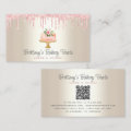 QR Code Bakery Blush Pink Cake Glitter Drips Gold Business Card | Zazzle