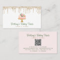 QR Code Bakery Blush Pink Cake Gold Glitter Drips Business Card | Zazzle