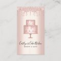 QR Code Bakery Cake Rose Gold Glitter Drip Dessert Business Card | Zazzle