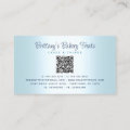 QR Code Bakery Turquoise Cake Glitter Drip Dessert Business Card | Zazzle
