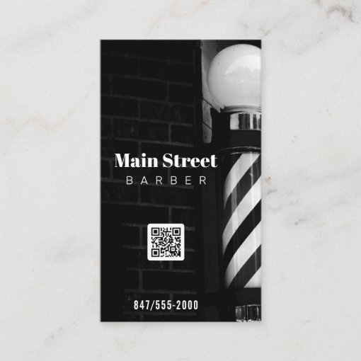 qr code barbershop business card | Zazzle