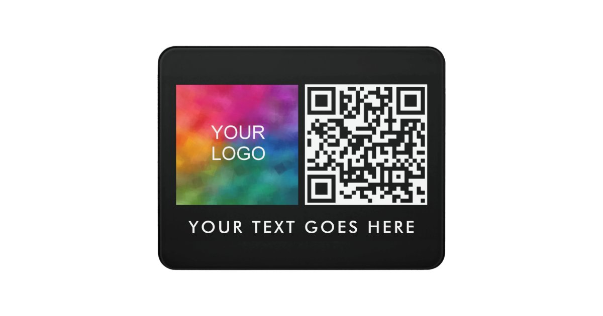 QR Code Barcode Business Logo Text Name Template Door Sign | Zazzle