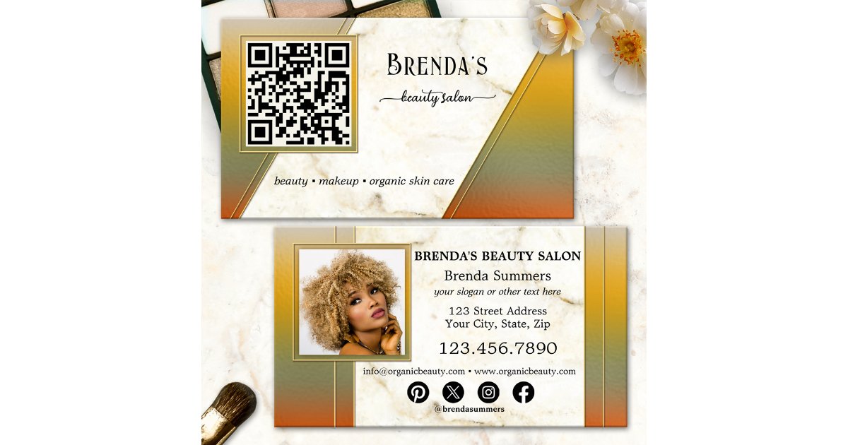 QR Code Beauty Salon Social Media Photo Business Card | Zazzle