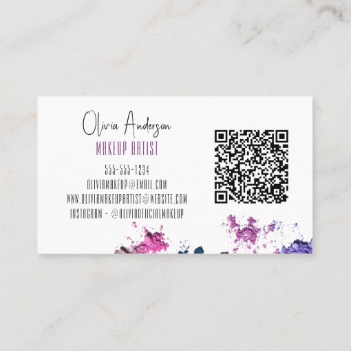 QR Code Beauty Swatch Makeup Artist Appointment Business Card | Zazzle
