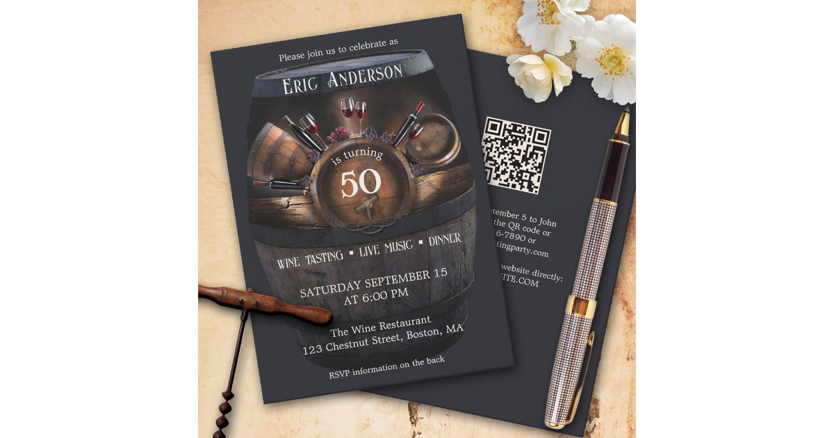 QR Code Birthday Wine Tasting Party Invitation | Zazzle