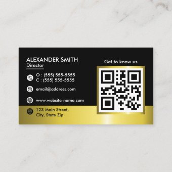 QR Code Black And Gold Professional Company Logo Business Card | Zazzle