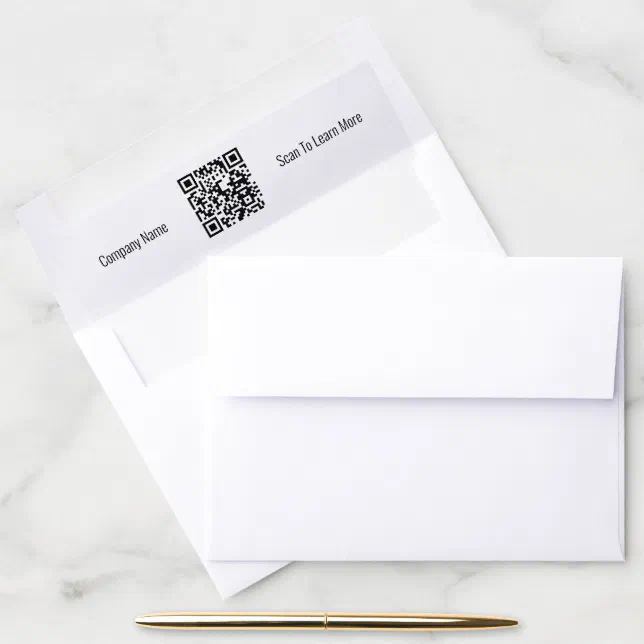 QR Code Black and White Business Name Template Envelope Liner | Zazzle